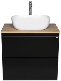 Aqualine Aqualine, ALTAIR skříňka s deskou 68 cm, černá mat/dub emporio, AI670-01