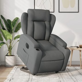 Elektrické zvedací polohovací křeslo tmavě šedé textil 3204507