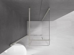 Mexen Velar, sprchový kout s posuvnými dveřmi 90 x 90 cm, 8mm čiré sklo, broušená ocel, 871-090-090-01-97