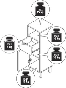 Tchibo - Odkládací koupelnová skříňka se zásuvkou a dvířky - barva: bílá