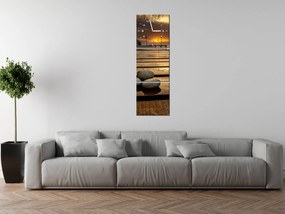 Gario Obraz s hodinami Nádherné ráno při molu - 3 dílný Rozměry: 80 x 40 cm