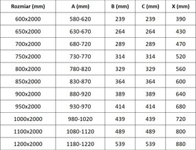 Mexen Exo, skládací dveře do otvoru 65x200 cm, 6mm čiré sklo, černý profil, 816-065-000-70-00