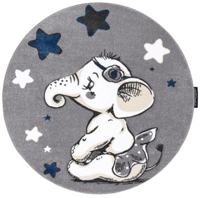 Dywany Łuszczów Dětský kusový koberec Petit Elephant stars grey kruh Rozměry koberců: 120x120 (průměr) kruh
