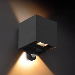 Brilagi - LED Venkovní nástěnné svítidlo se senzorem CUBE LED/6W/230V černá IP65