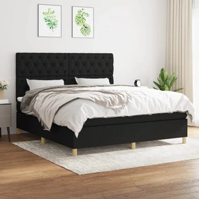 Box spring postel s matrací černá 160x200 cm textil 3142587