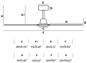 FARO 33511 - Stropní ventilátor MOREA pr. 152 cm + dálkové ovládání