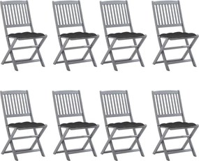 vidaXL Skládací zahradní židle s poduškami 8 ks masivní akácie [3078310] Barva: Černá