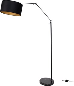 Nastavitelná černá stojací lampa s černým stínidlem a zlatým vnitřkem 50 cm - Editor