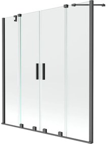 Mexen Velar Duo, posuvná 2-křídlová vanová zástěna 160x150 cm, 8mm čiré sklo, grafitová, 896-160-000-02-95
