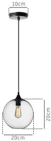 Toolight Skleněná závěsná stropní lampa APP311-1CP Loft