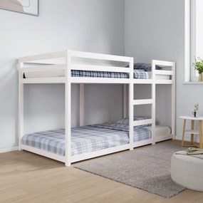 vidaXL Patrová postel 90 x 190 cm masivní borové dřevo [821658] Barva: Bílá
