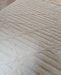 HU Krémově béžový moderní koberec TWIST CREAM 20294A Rozměr: 60x100 cm