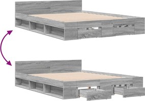 Rám postele se zásuvkami šedý sonoma 140 x 190 cm kompozit 3280767