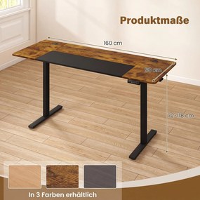 Costway Elektricky výškově nastavitelný stůl s robustním kovovým rámem