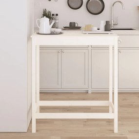 Barový stolek bílý 100 x 50 x 110 cm masivní borové dřevo