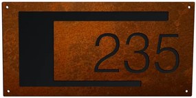 Cortenové domovní číslo tabulka 8c - s černým podlepením Velikost: 50 x 25 cm (XXL)