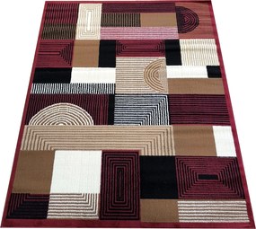 DY Červený koberec s geometrickým vzorem Alfa 18 Rozměr: 40x60 cm