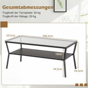 Costway Obdélníkový rozkládací stůl s deskou z tvrzeného skla a geometrickým