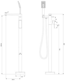 Omnires PARMA PM7433GR Stojící vanová baterie, grafit - Omnires