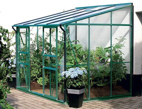 Skleník ke stěně VITAVIA IDA 5200 polykarbonát zelený Dekorhome Polykarbonát 4 mm