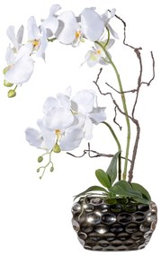 Gasper Umělá květina Orchidej v oválné váze, bílá, 55 cm