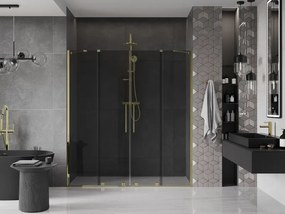 Mexen Velar Duo, posuvné sprchové dveře do otvoru 180 cm, 8mm šedé sklo, zlatá lesklá, 871-180-000-42-50