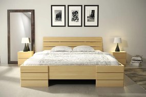 Prodloužená postel s úložným prostorem Sandemo - borovice   ,  200x220 cm