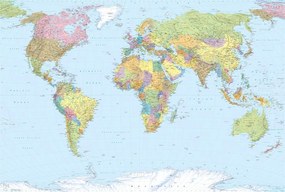 Komar Čtyřdílná vliesová fototapeta Mapa světa, 368x248cm, XXL4-038