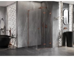 Mexen Lunar-F L, sprchový kout pravý 90 x 90 cm, 8mm čiré sklo, profil růžové zlato, 836L-090-090-60-00-P