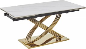 Jídelní rozkládací stůl Hermes 160/240 cm bílý mramor/zlatý