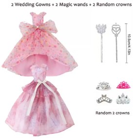 Večerní šaty s doplňky pro panenku Barbie - (sada 6 ks - šaty a doplňky) Varianta: Charming set - růžová sada