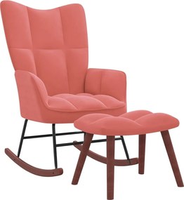 vidaXL Houpací křeslo se stoličkou krémově samet [328158] Barva: Růžová