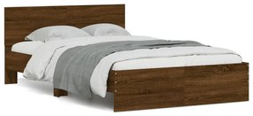 vidaXL Rám postele s čelem hnědý dub 120 x 200 cm