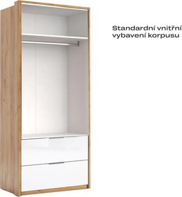 Skříň 2D 2Š bez zrcadel, série N, dub kraft / bílá Asti