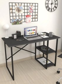 Psací stůl s policemi 60x120 cm IRVING antracit/černá