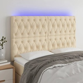 Fionshop 264221254 Čelo postele s Led krémové 160x7x118/128 cm textil
