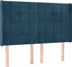 Box spring postel s matrací a LED tmavě modrá 140x200 cm samet 3139569