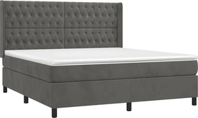 Box spring postel s matrací tmavě šedá 180x200 cm samet 3132874