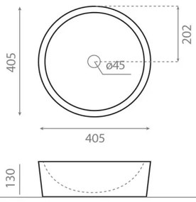 Bathco 00308 - Umyvadlo na desku DUAL pr. 40,5 cm kámen/šedá