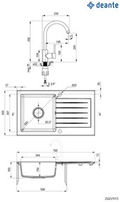 Deante Dřez Zorba s dřezovou baterií, granit -  antracit metalic