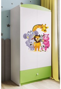 Dětská skříň Babydreams 90 cm ZOO zelená