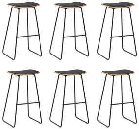 Barové stoličky - umělá kůže - 6 ks | černé