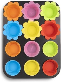 Kovová forma na muffiny se silikonovými košíčky 12 ks