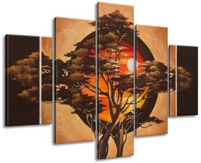 Gario Ručně malovaný obraz Sférický strom - 5 dílný Rozměry: 150 x 105 cm