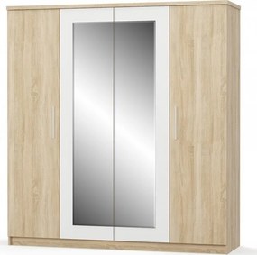 Casarredo - Komfort nábytek Šatní skříň MARKOS 4D dub sonoma/bílá/zrcadlo