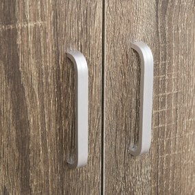 HOMCOM Víceúčelový Kuchyňský Vozík s 4 Kolíky, Skříňka se Policí pro Mikrovlnku z Dřevotřísky, 60,4x40,3x97cm, Šedá