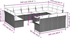 14dílná zahradní sedací souprava s poduškami béžová polyratan 3218399