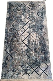 HU Modrý moderní koberec Banco 1037-BEIGE-BLUE Rozměr: 60x110 cm
