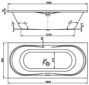 Vagnerplast Briana 180 x 80 cm VPBA180BRI2X-04 vana vč. noh Koupelny Bernold