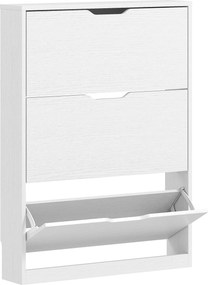 HOMCOM Skříň na boty se 3 dvířky, Botník, Skříň na obuv pro 9-12 párů bot 80 x 17 x 108 cm, Bílá